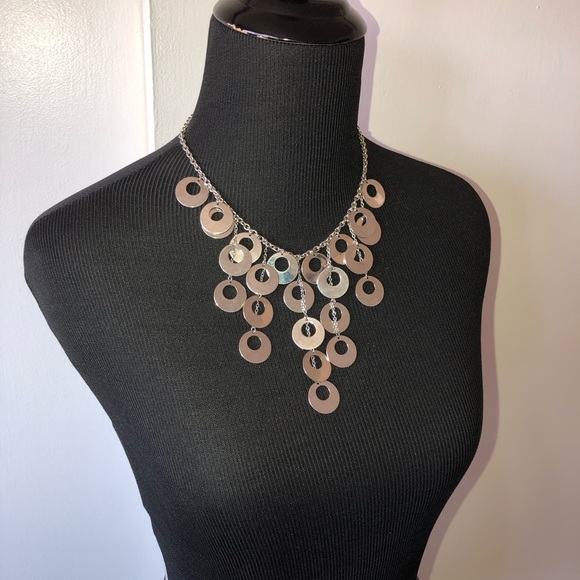 Jewelry | Multi Tiered Silver Disc Necklace | Poshmark